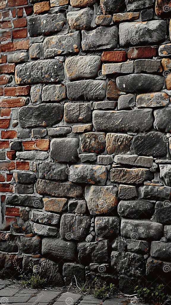 Rustic Charm Weathered Stone Material Forms an Old Brick Wall Stock ...