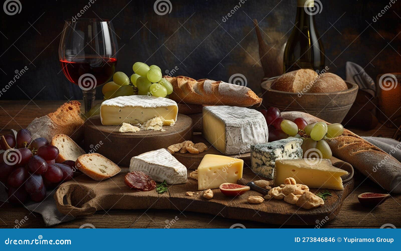 A Rustic Cheese Board with Gourmet Variations Generated by AI Stock ...