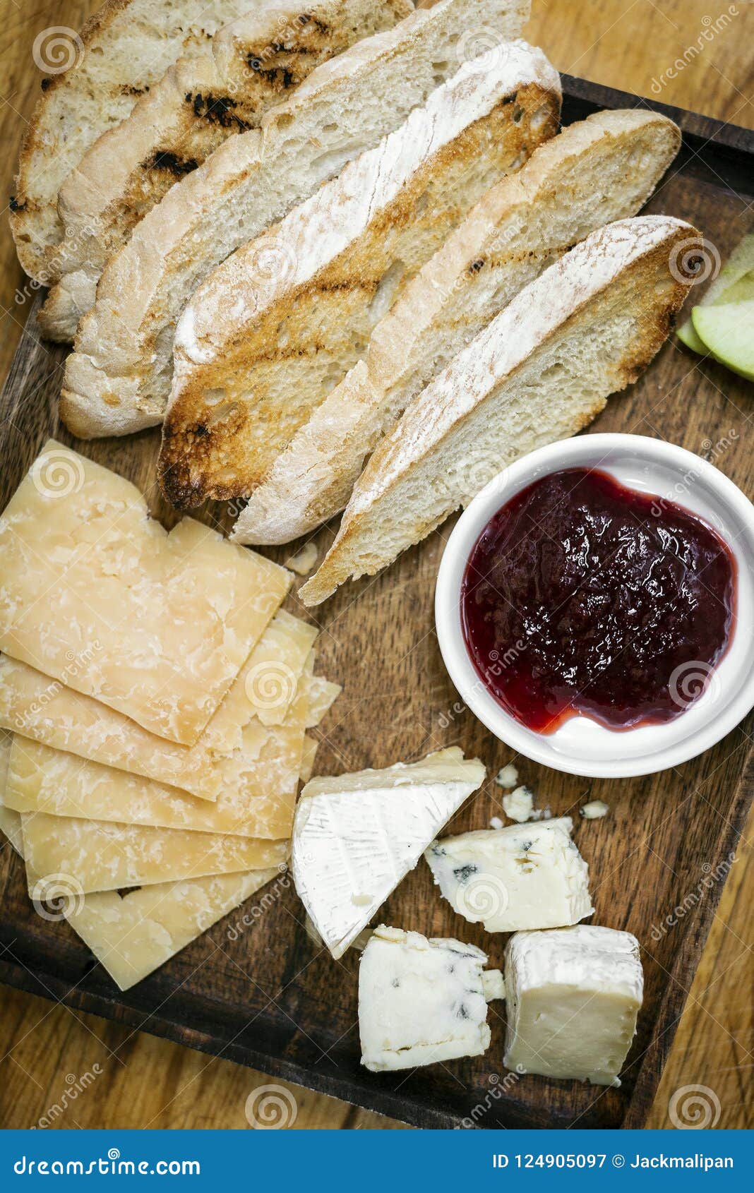 Rustic Cheese Board Platter with Bread and Redcurrant Jam Stock Image ...
