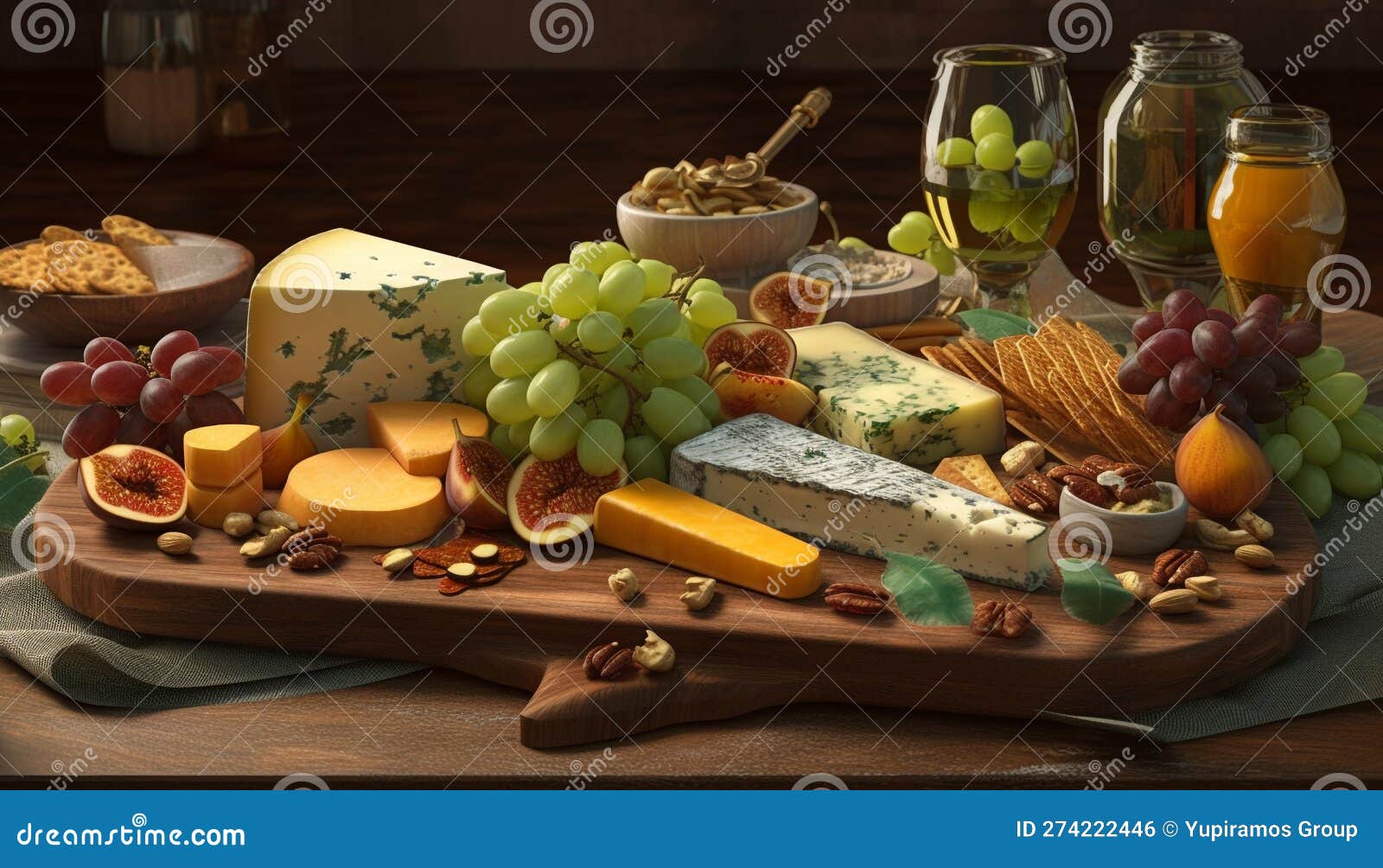 Rustic Cheese Board with a Variety of Delicacies Generated by AI Stock ...