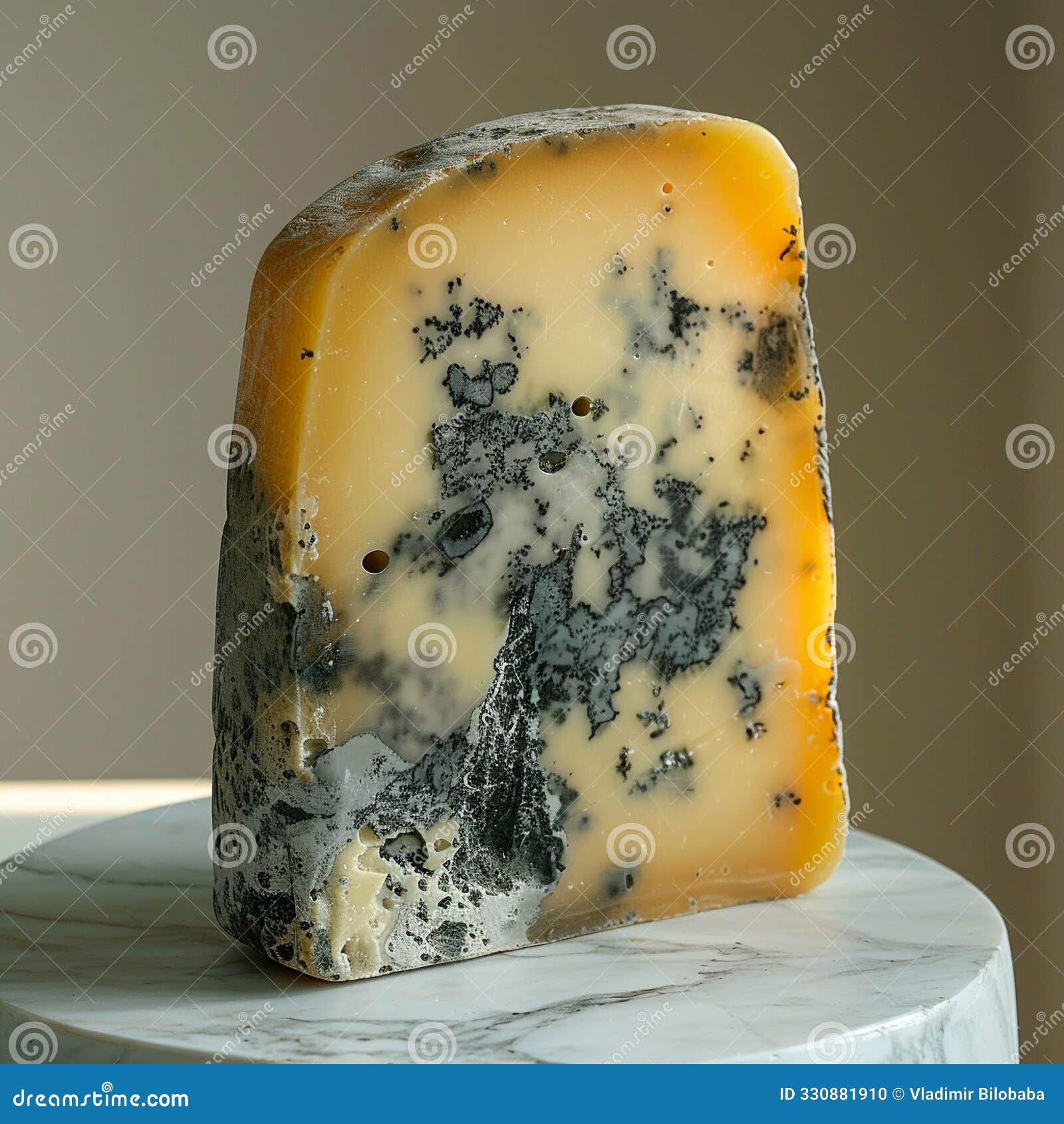 A Close-up Of A Rustic Cheese Wheel Displayed On A Marble Platter ...