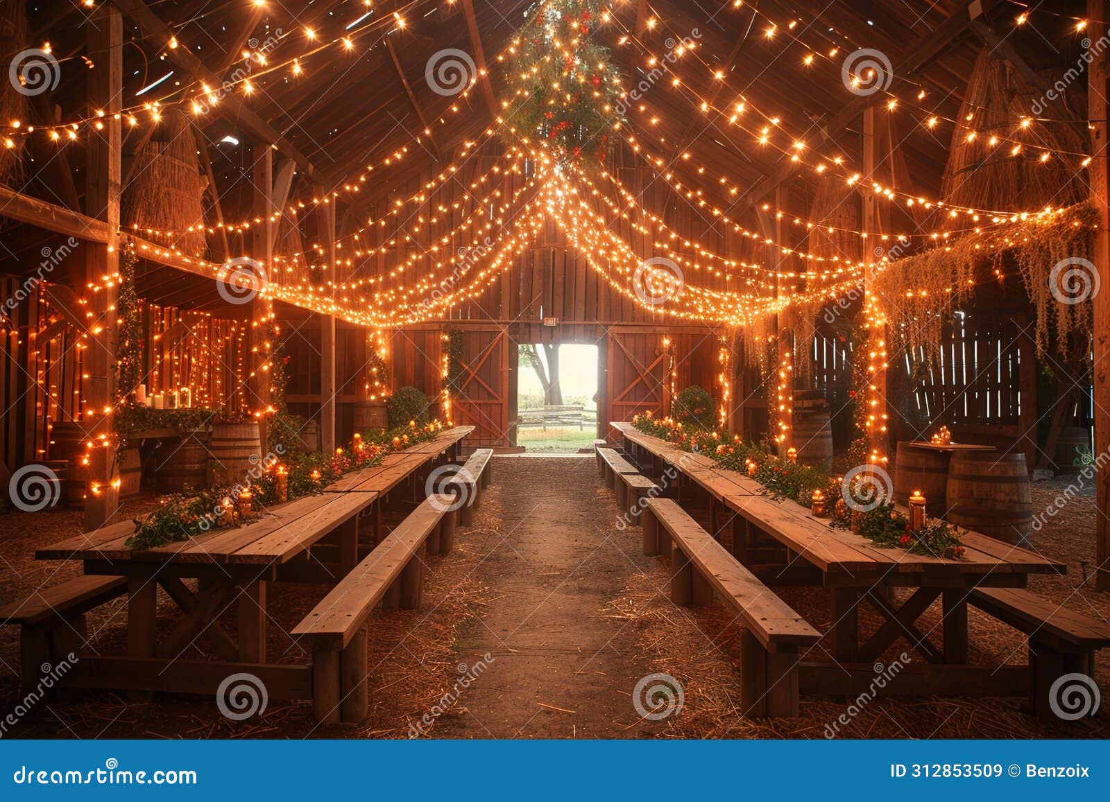 Rustic-chic Barn Converted into a Wedding Venue with String Lights and ...