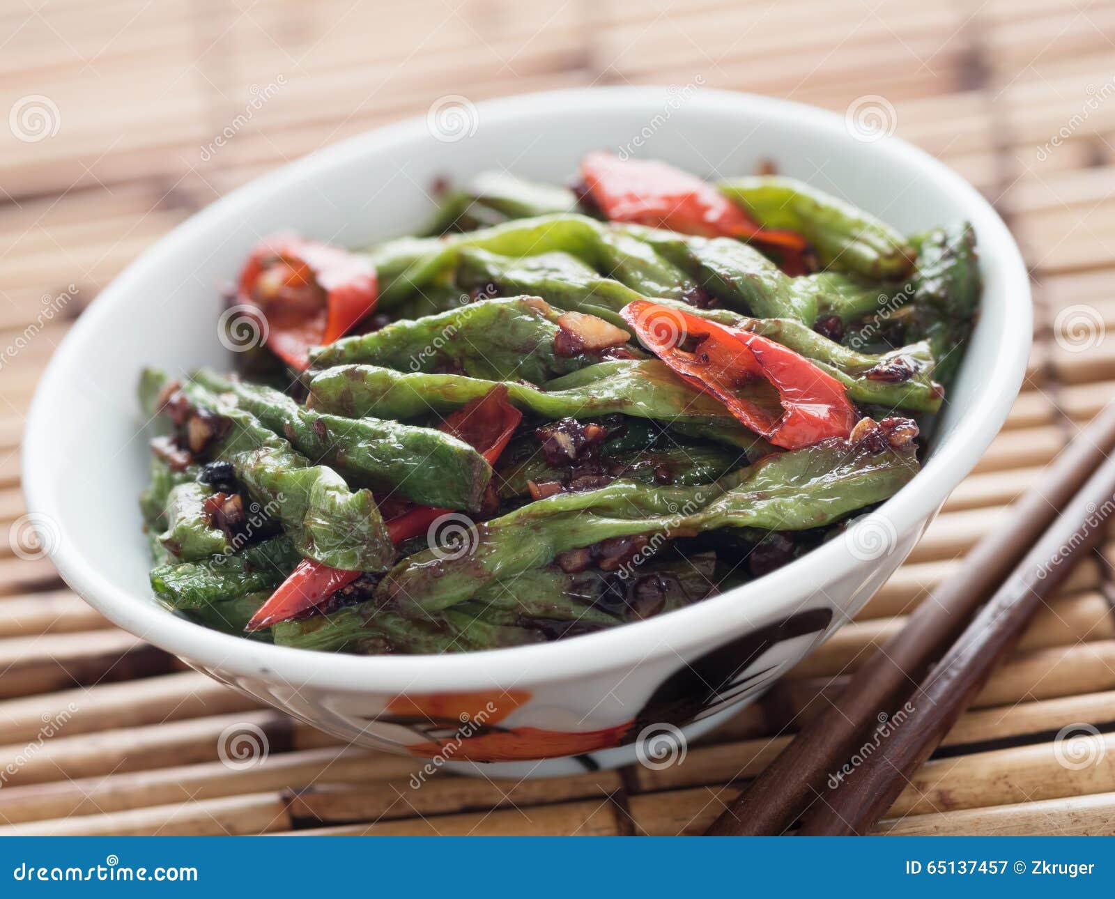 Rustic Chinese Long Snake Bean Stir Fry Stock Image - Image of snake ...