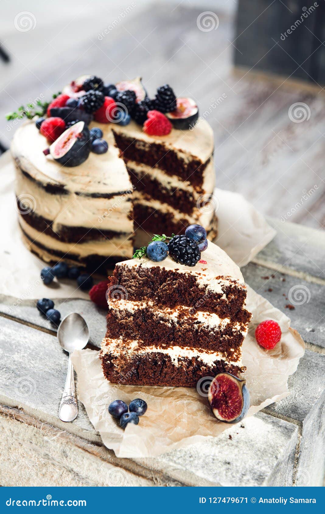 Rustic chocolate cake stock image. Image of food, cake - 127479671