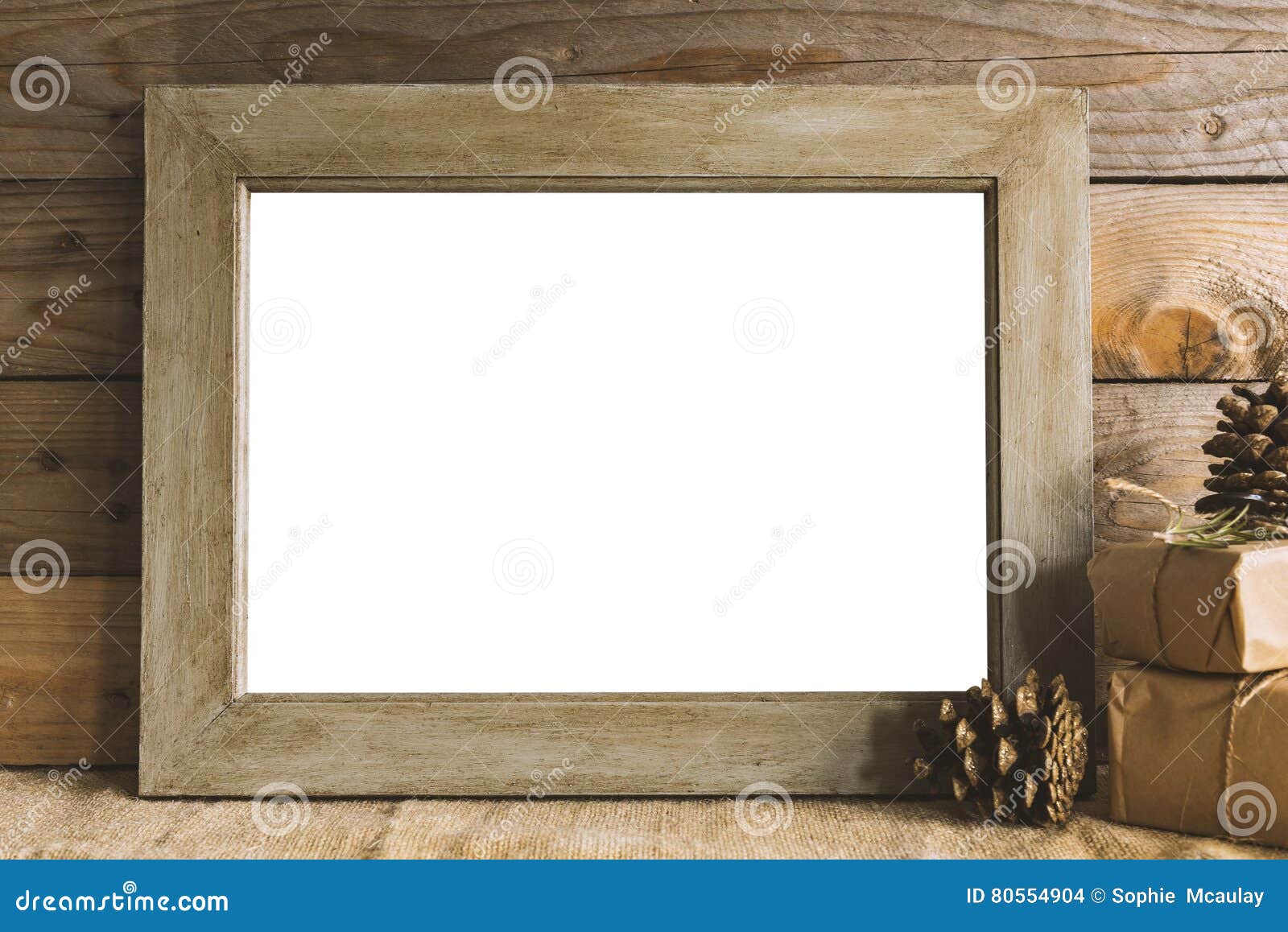 Rustic Christmas Frame Mockup Stock Photo - Image of display, cone ...
