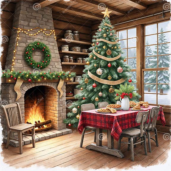 Rustic Christmas stock illustration. Illustration of celebration ...