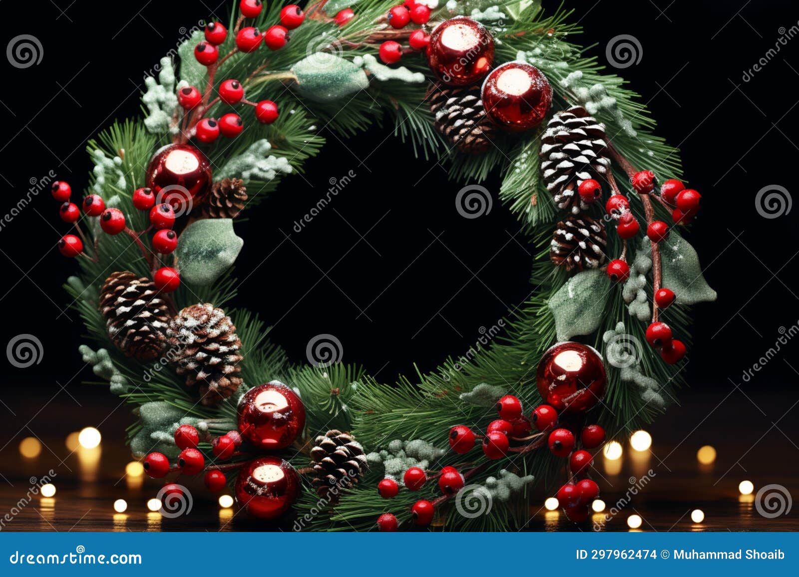 Rustic Christmas Wreath Ornaments a Beacon of Yuletide Charm Stock ...