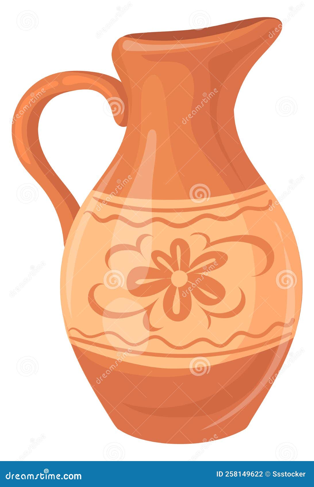 Rustic Clay Pitcher. Cartoon Ceramic Jug Icon Stock Vector ...