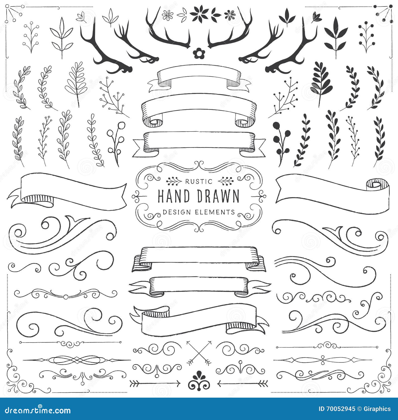 Rustic Clipart Set stock vector. Illustration of clipart - 70052945