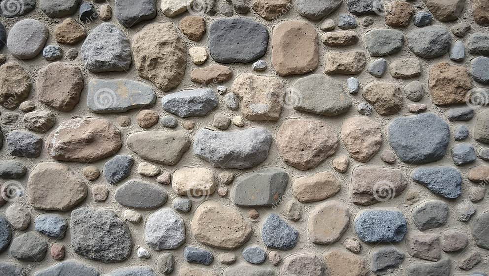 Rustic Cobblestone Wall with Rounded Gray and Brown Stones Stock ...