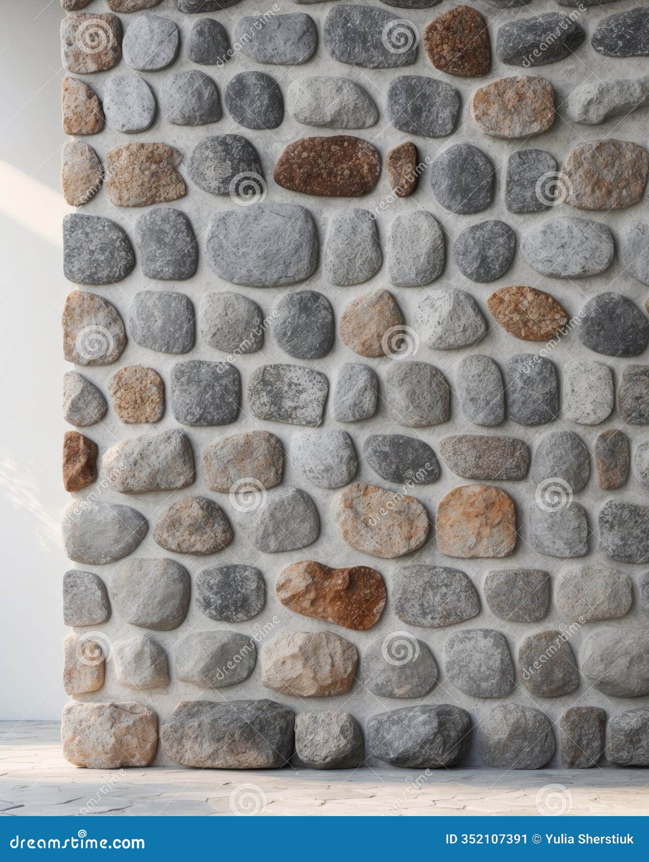 Rustic Cobblestone Wall with Rounded Gray and Brown Stones Stock Image ...