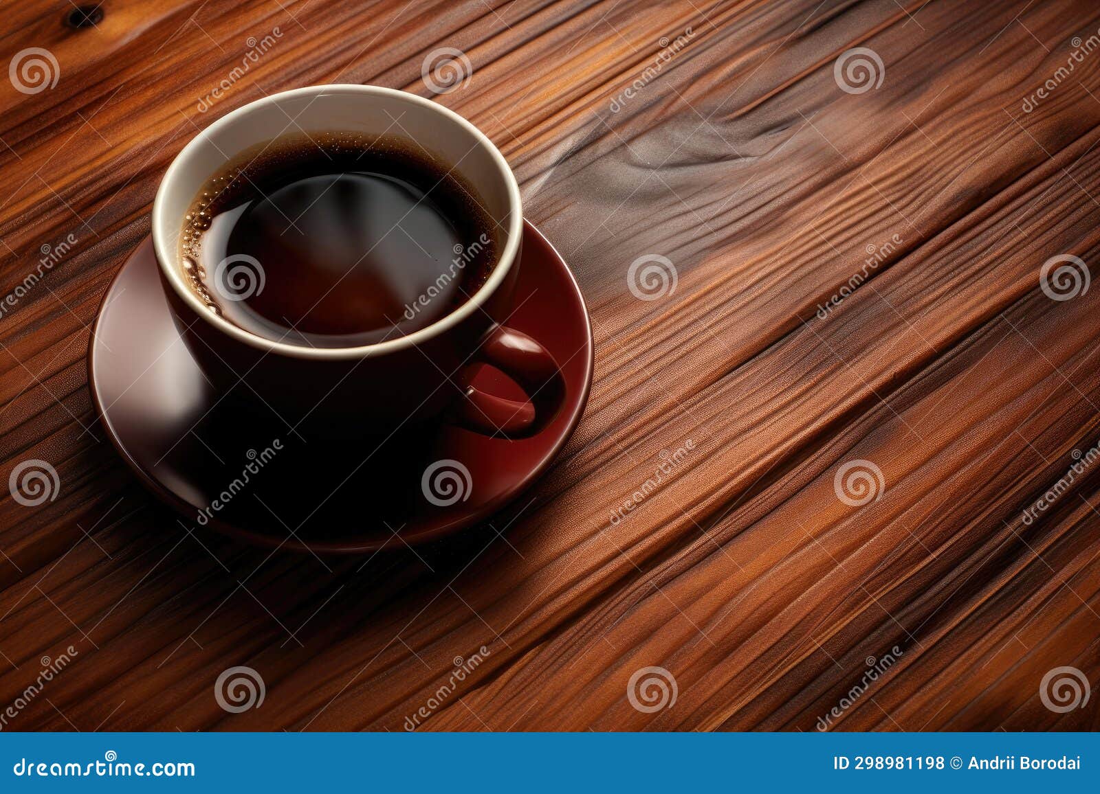 Rustic Coffee Moment: Wooden Table Elegance. Stock Illustration ...