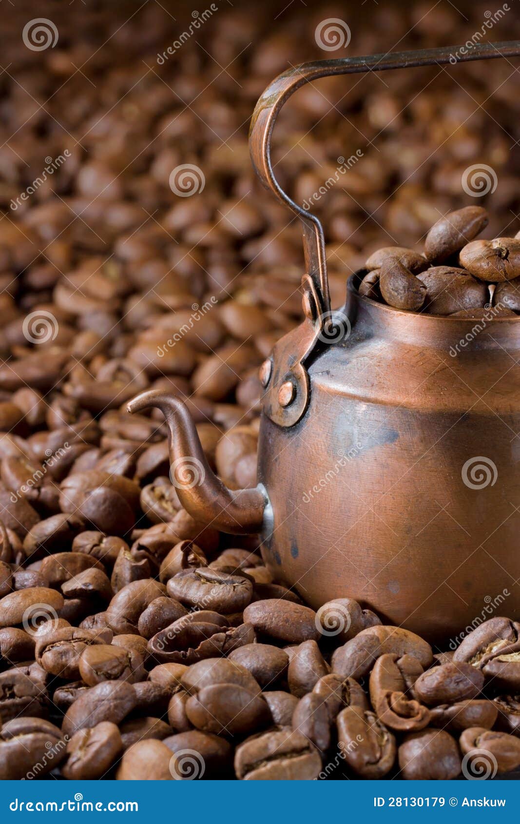 3 Rustic Coffee Cups Filled With Hot Coffee, Beans, And Ground Coffee ...