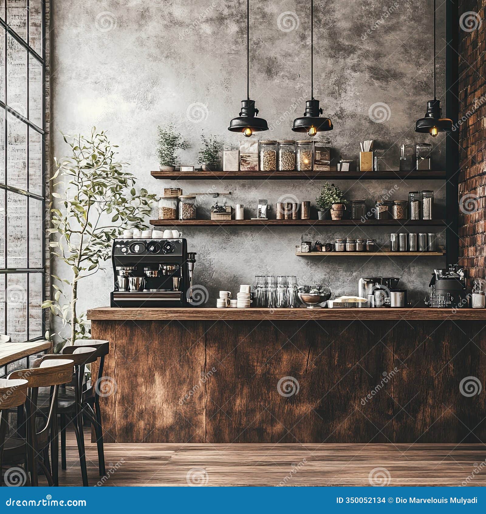 Rustic Coffee Shop Interior Design Stock Illustration - Illustration of ...
