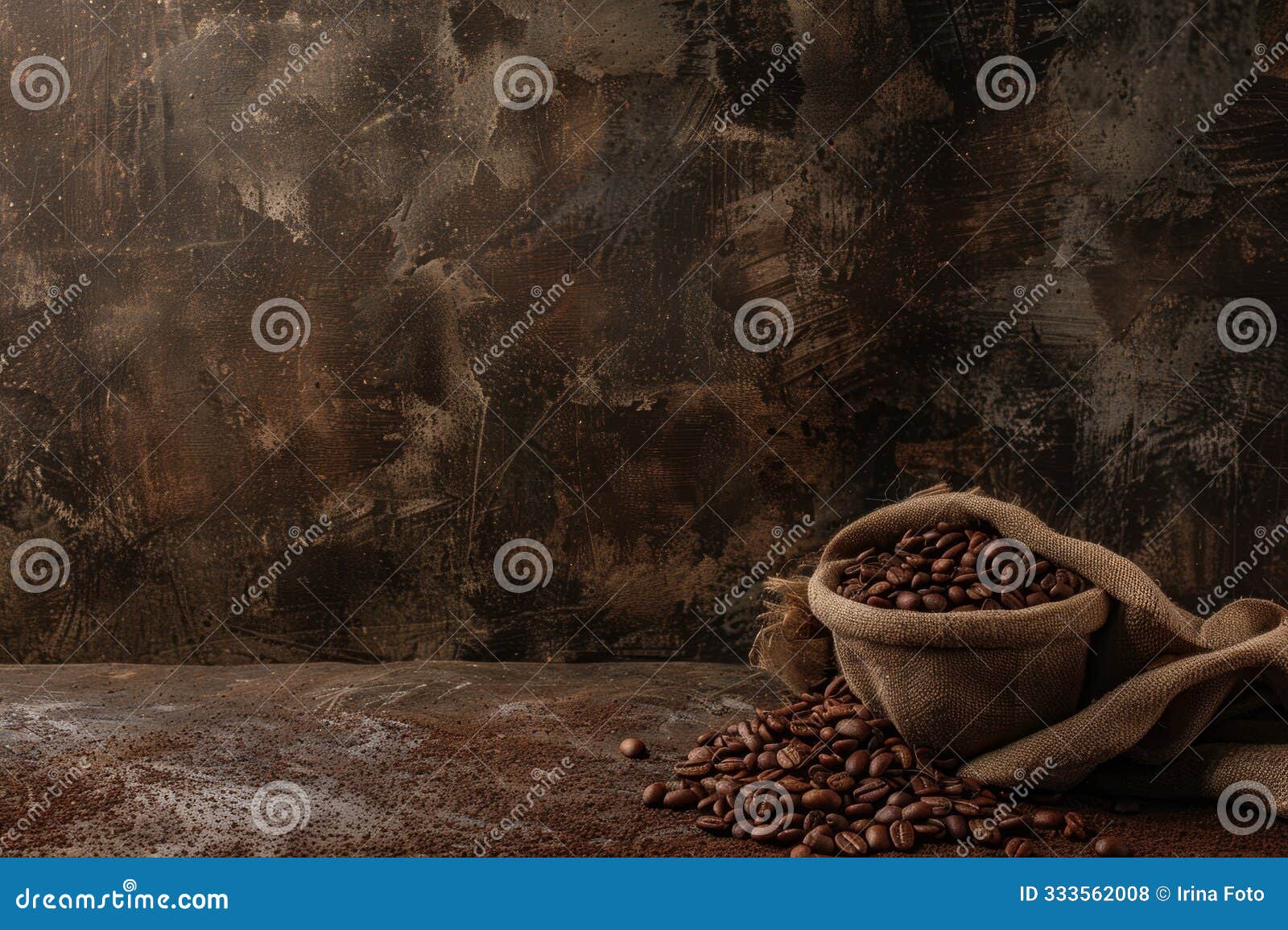 A Rustic Coffee-themed Backdrop Featuring Spilled Coffee Beans and a ...