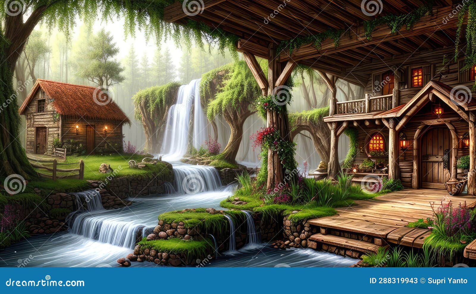 Architectural Eustic Fantasy Outdoor Environment Stock Illustration ...