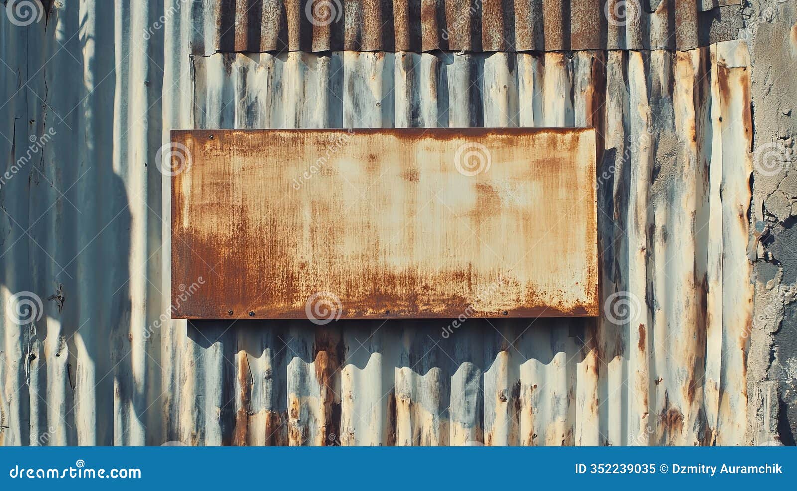 A Rustic Corrugated Metal Wall Featuring an Oxidized Steel Square Panel ...