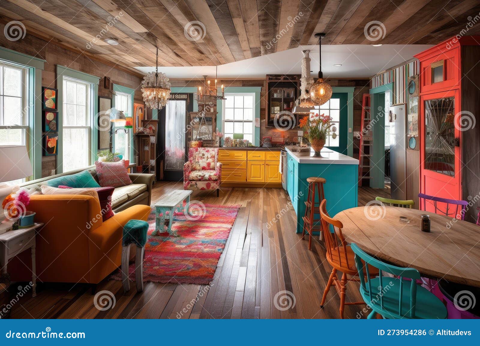 Rustic Cottage with Bright Pops of Color and Eclectic Mix of Styles ...