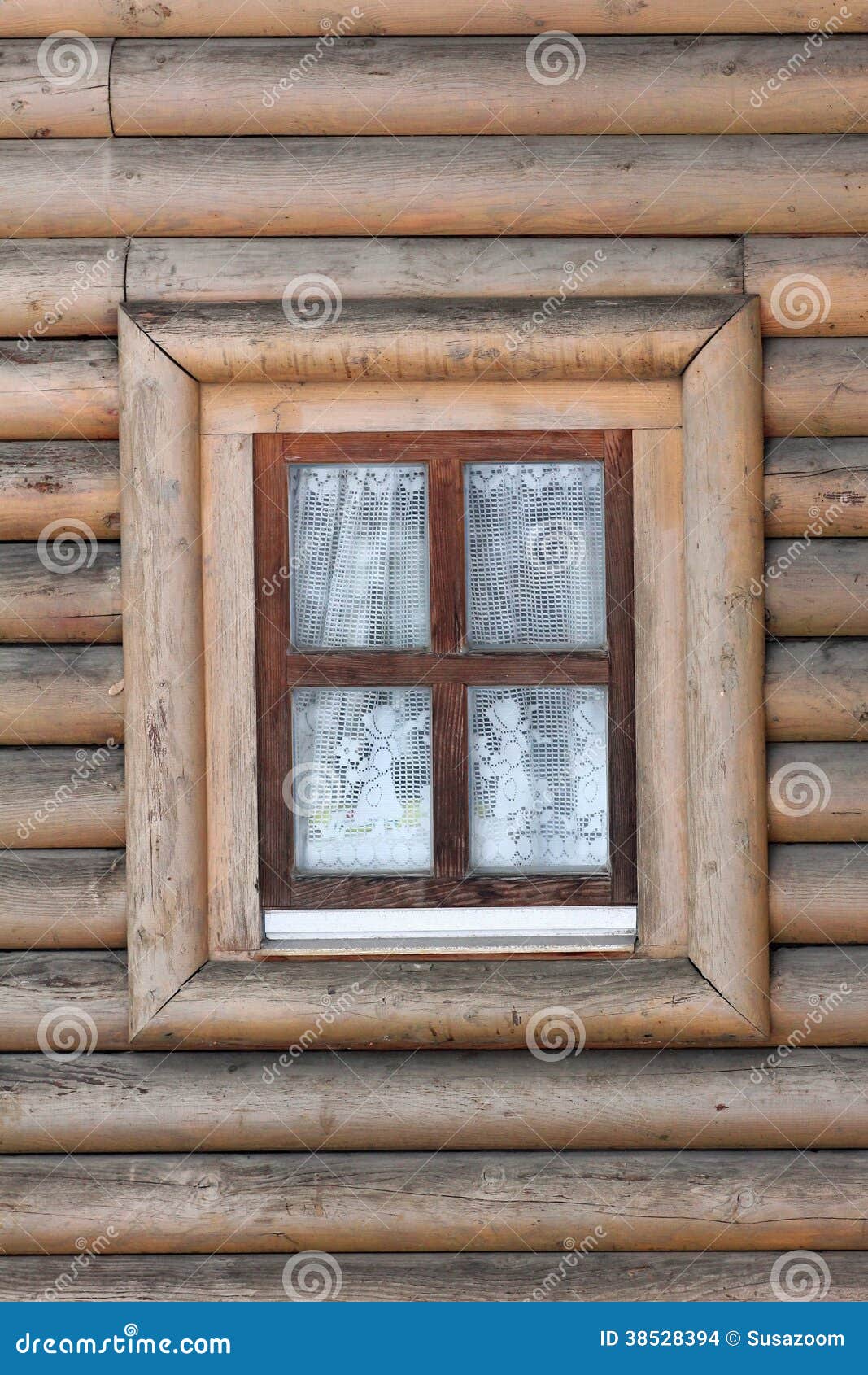 Rustic Cottage Window and Frontside with Horizontal Boards Stock Photo ...