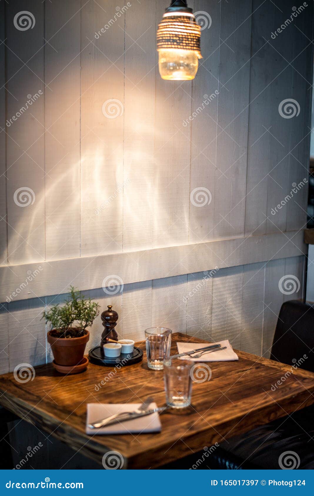 Rustic Country Style Restaurant with White Walls, Table Seating and ...