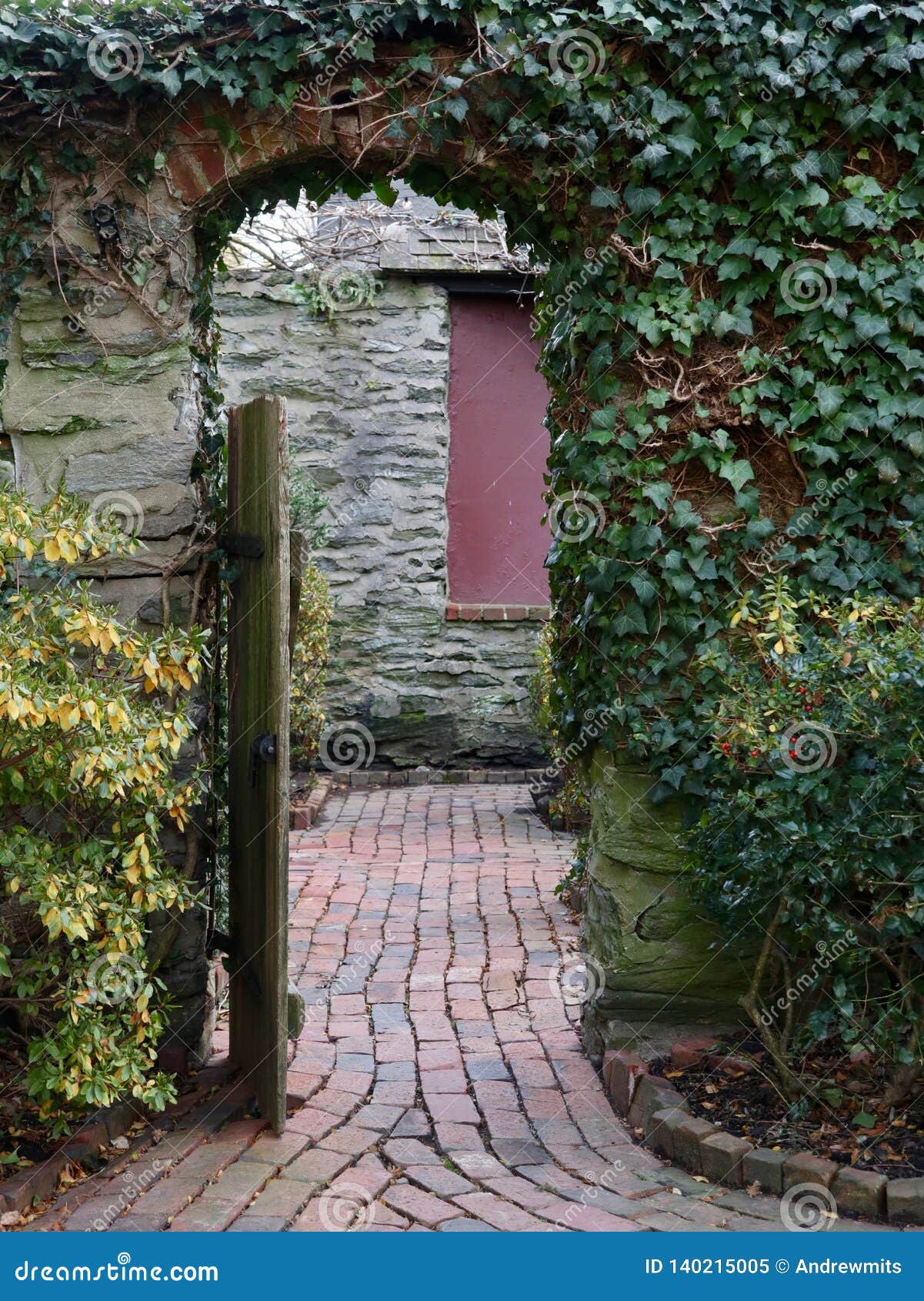 Rustic Courtyard and Garden Path Stock Image - Image of decorative ...