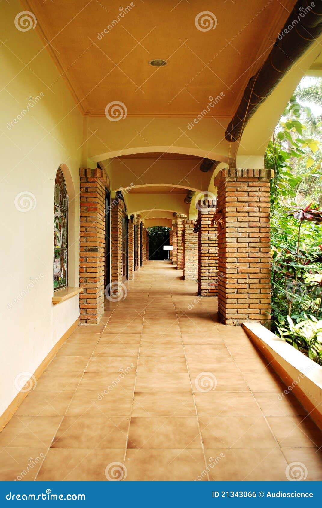 Rustic courtyard hallway stock photo. Image of airy, architecture ...