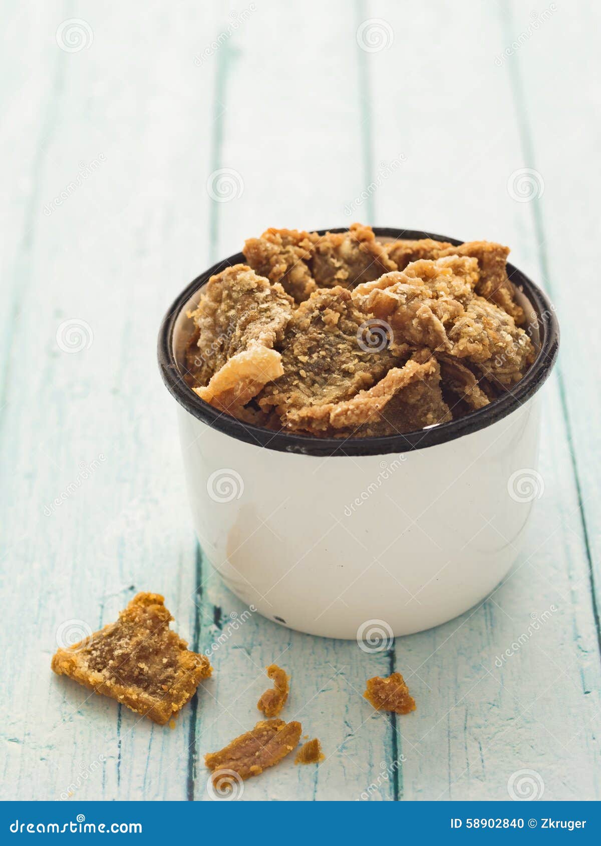 Rustic Crispy Deep Fried Salmon Skin Snack Stock Photo - Image of food ...