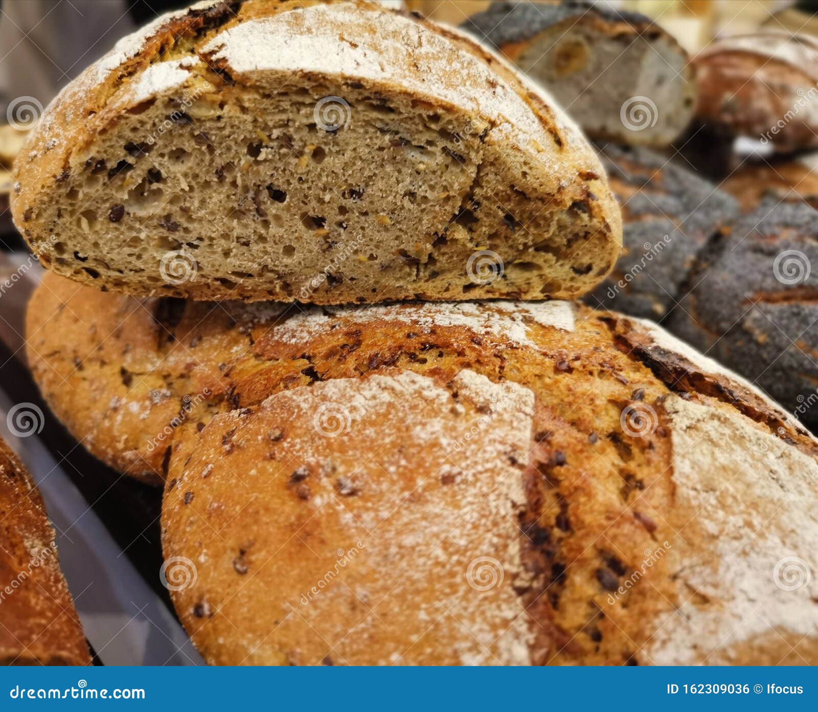 Rustic crusty bread loaf stock photo. Image of closeup - 162309036