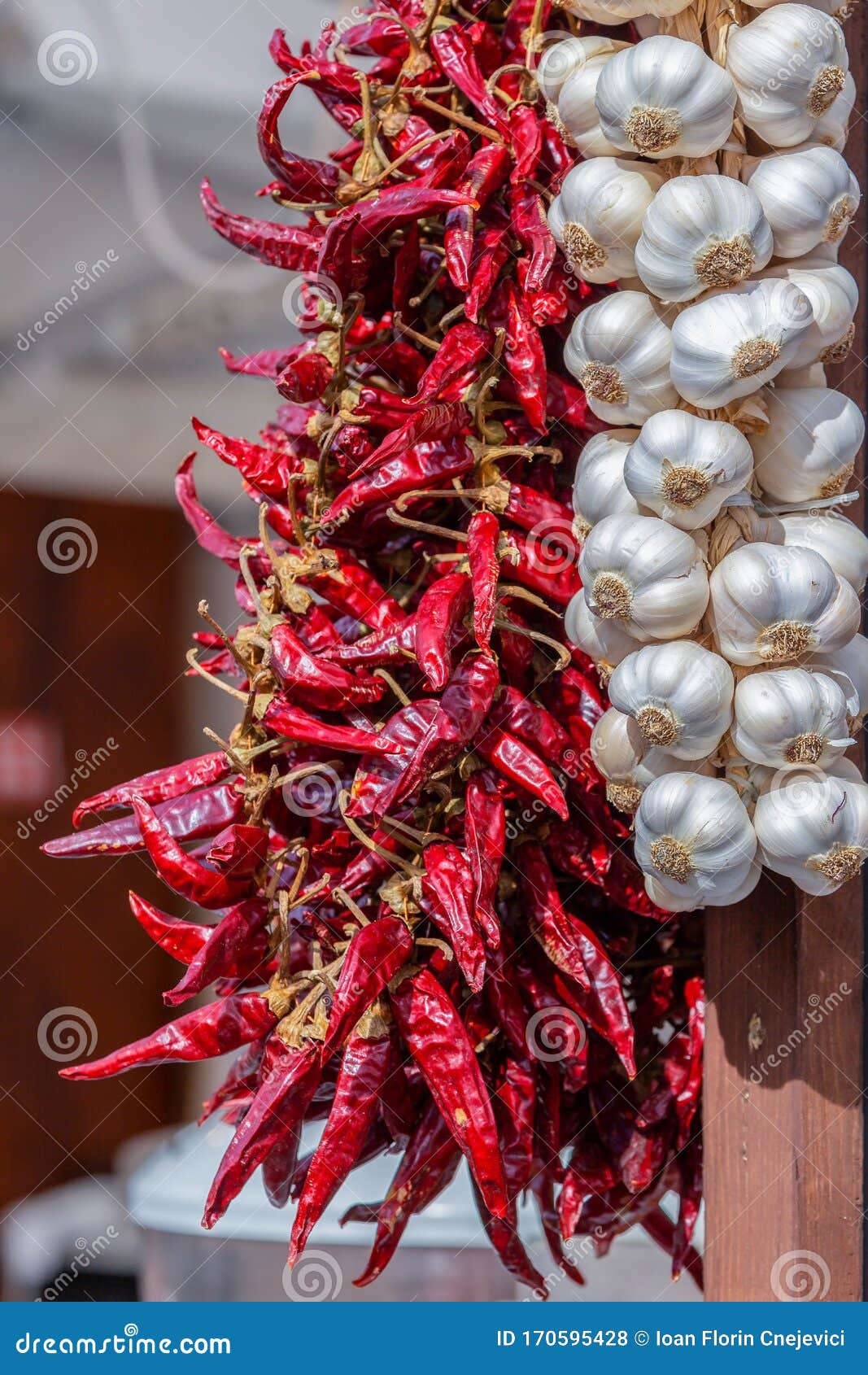 Rustic Decor with Garlic and Red Pepper Stock Photo - Image of closeup ...