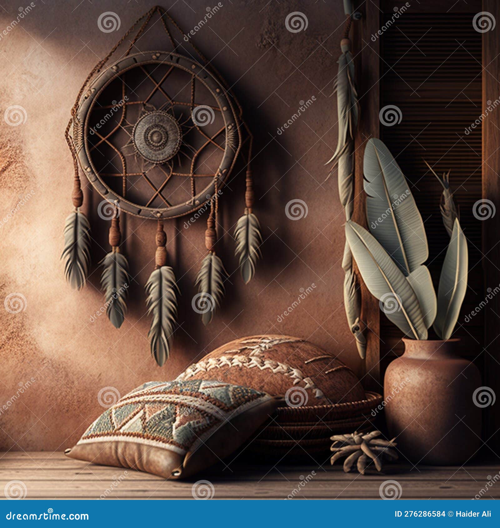 Rustic Decor with Nomadic Boho Interior Background Wall. Generative AI ...