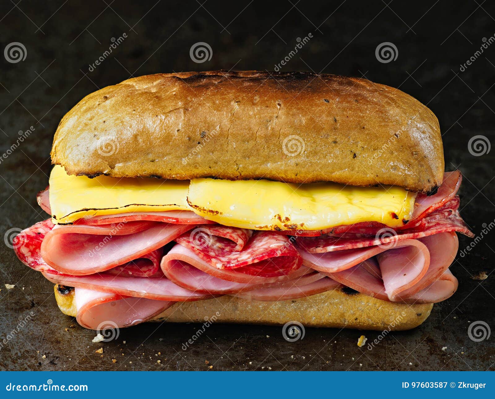 Rustic Deli Cold Cuts Sandwich Stock Image - Image of cuts, cheese ...