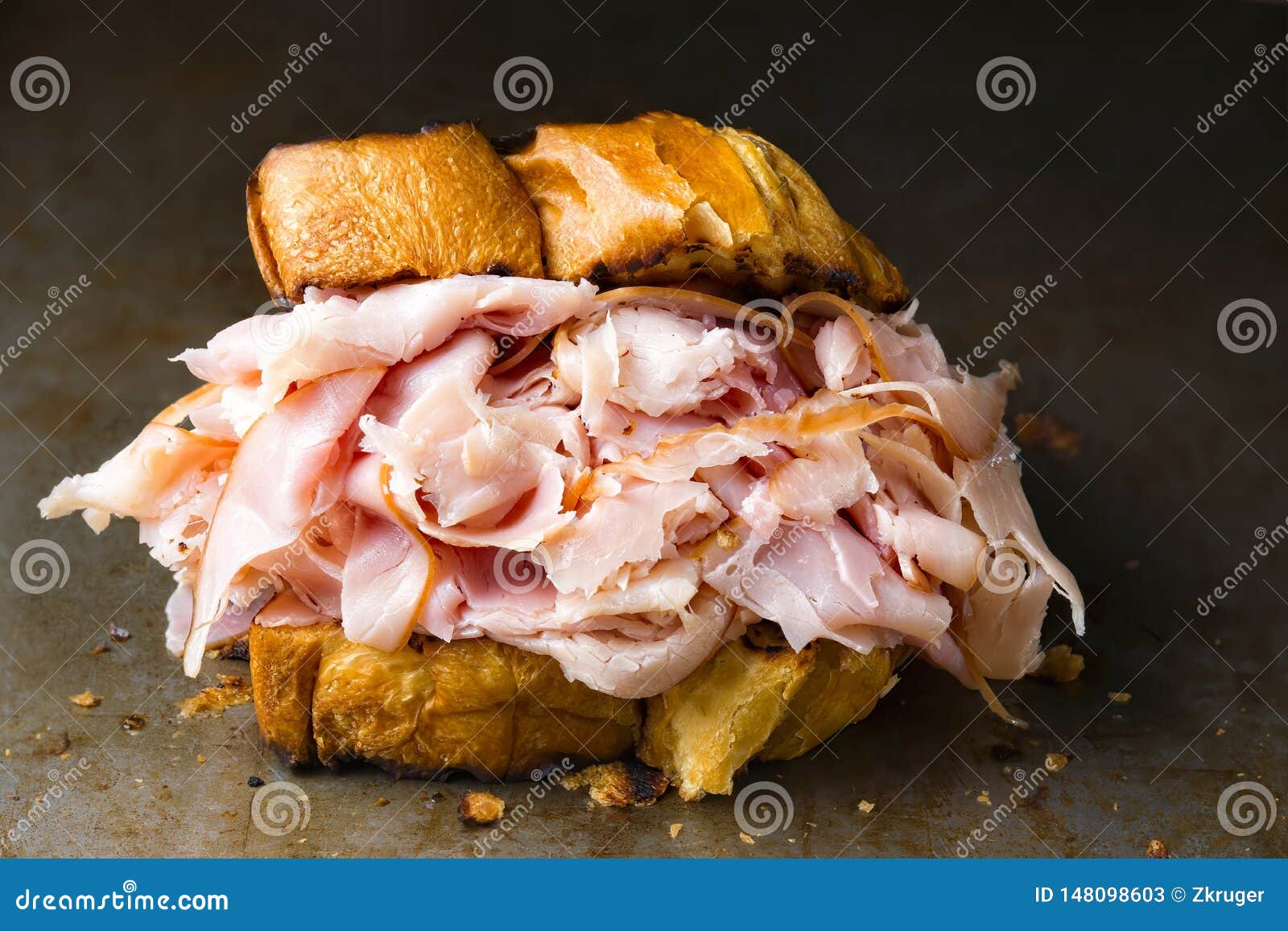 Rustic deli ham sandwich stock image. Image of bread - 148098603