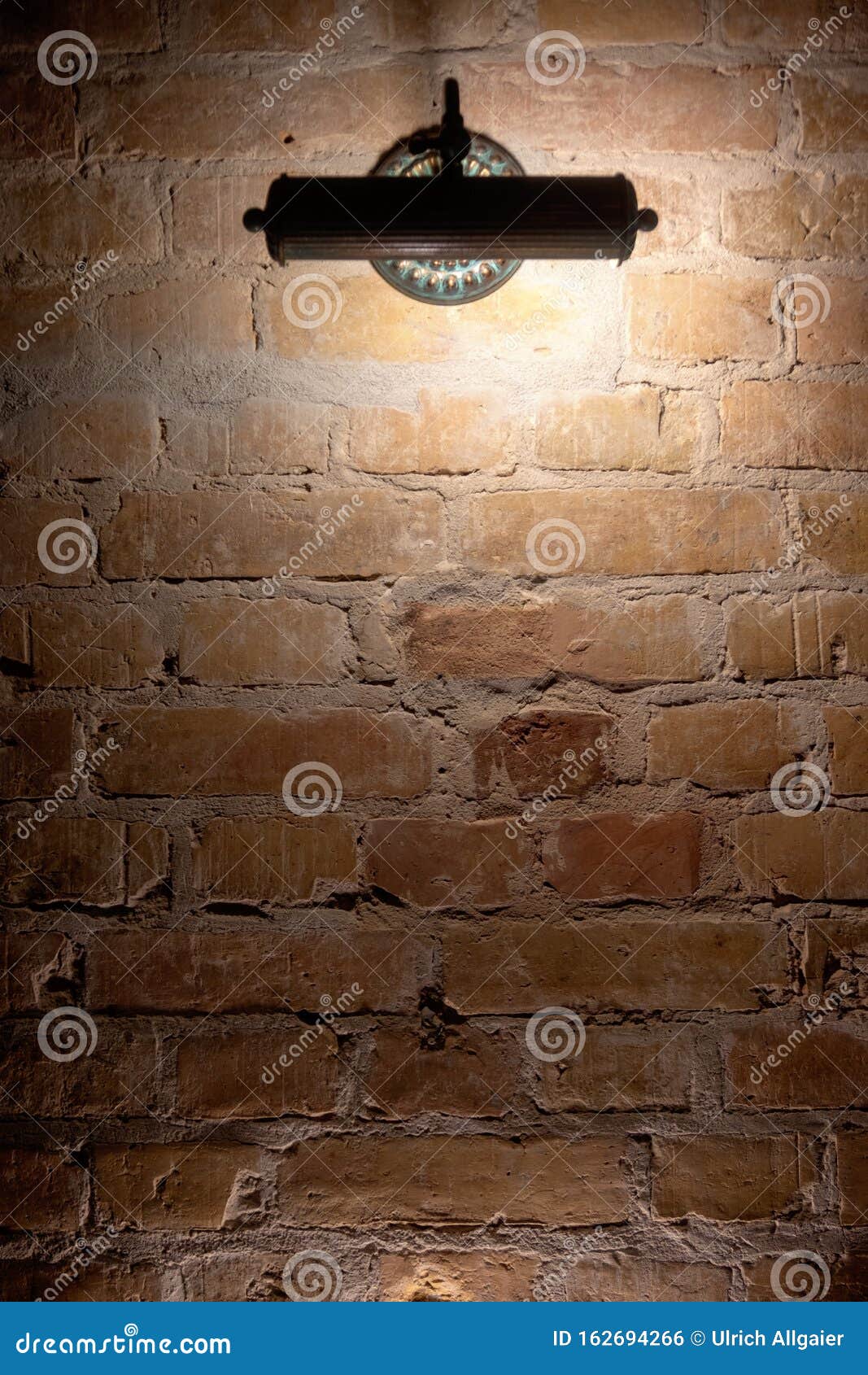 Rustic Design, Brick Wall with Lamp Stock Photo - Image of concrete ...