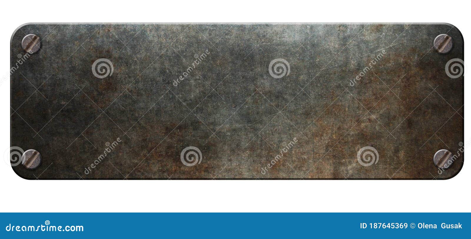 Rusty Metal Plate Texture with Rivets Isolated on a White Background ...