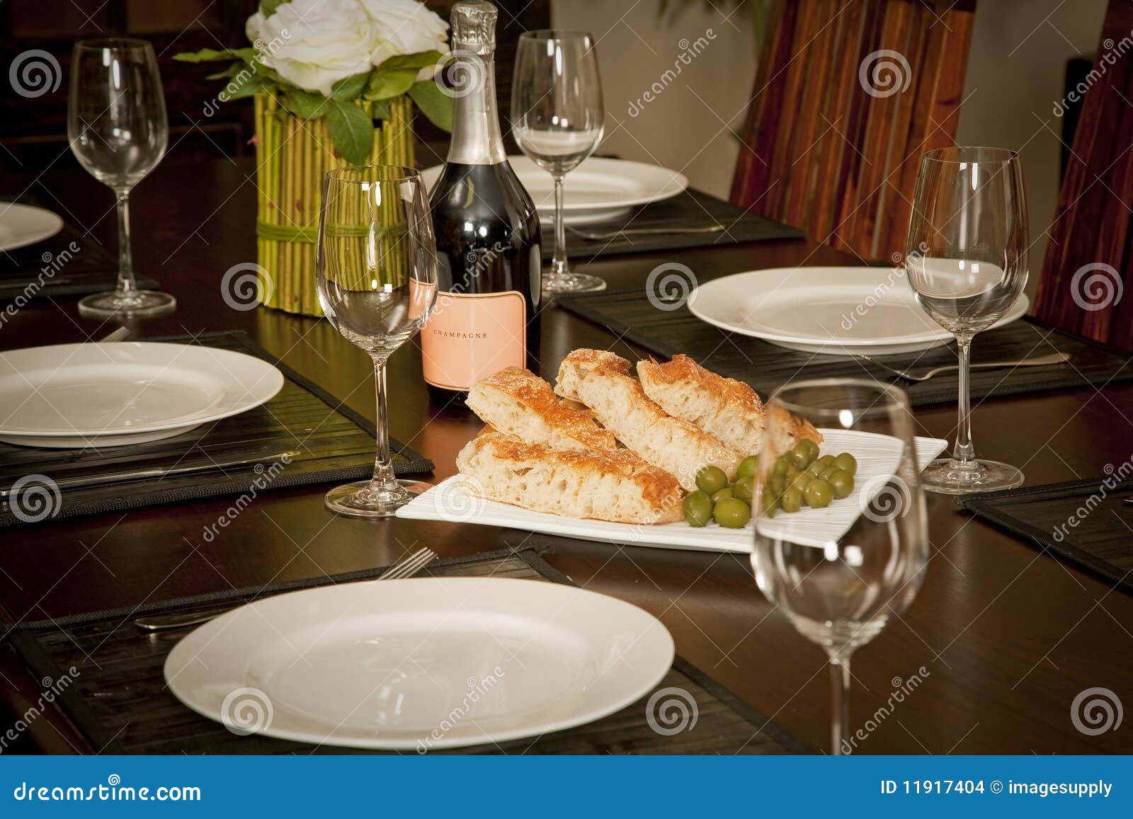 Rustic Dining Setting Set for Dinner Stock Photo - Image of olives ...