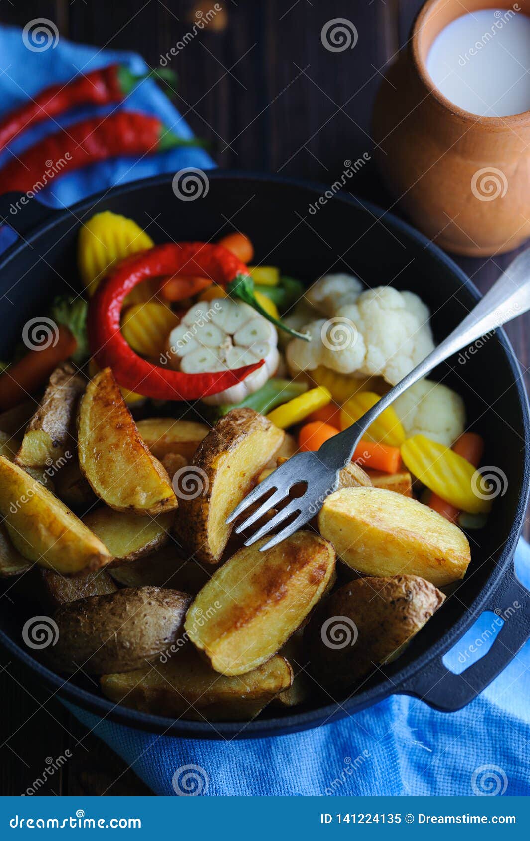 Rustic Dish with Milk and Potatoes Stock Image - Image of rustic, lunch ...