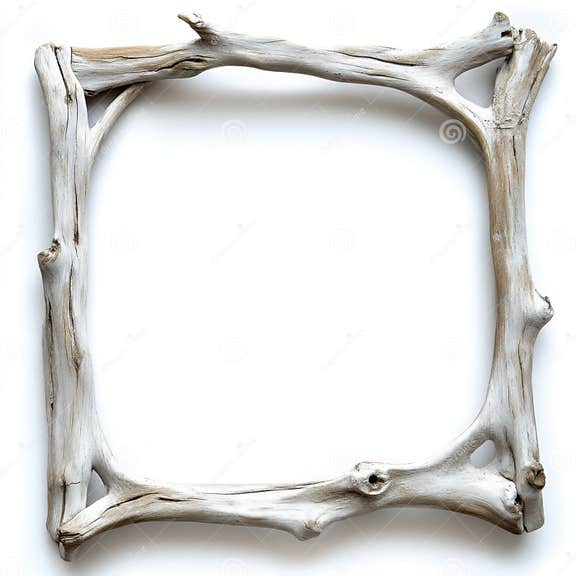 Rustic Driftwood Frame with Natural Twists and Knots on White ... Rustic Driftwood Frame with Natural Twists and Knots on White ...