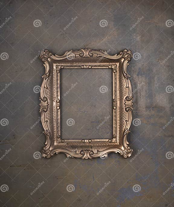 Rustic Dusty Frame on Concrete Wall Stock Photo - Image of rustic ...