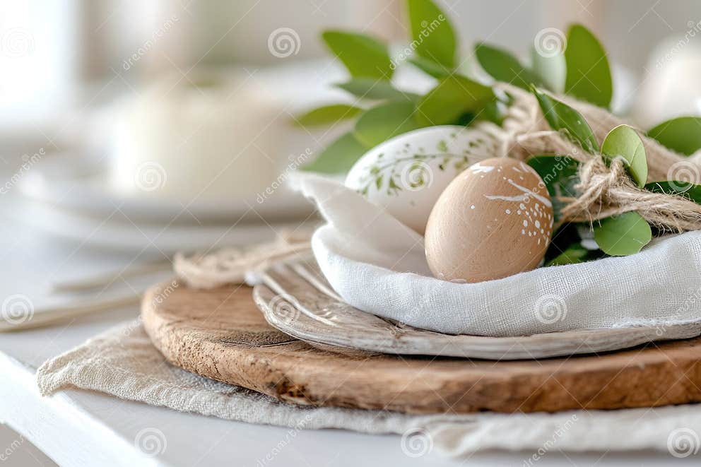 Rustic Easter Table Setting with Painted Wooden Accents for Holiday ...