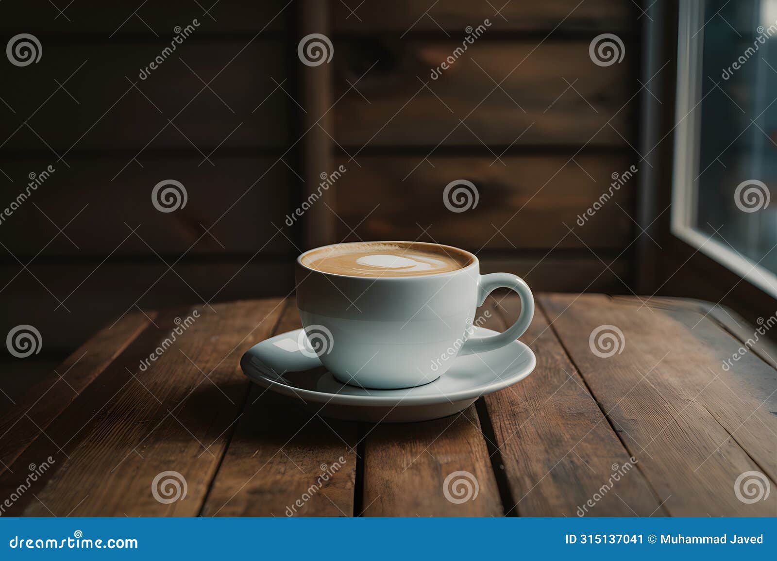 Rustic Elegance Empty Coffee Cup on Wooden Table Stock Illustration ...