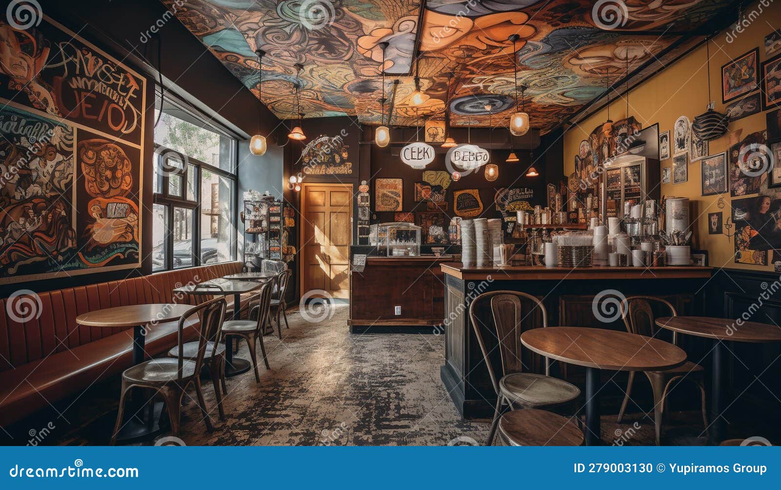 Rustic Elegance in Modern Coffee Shop Wood, Decor, and Lighting ...