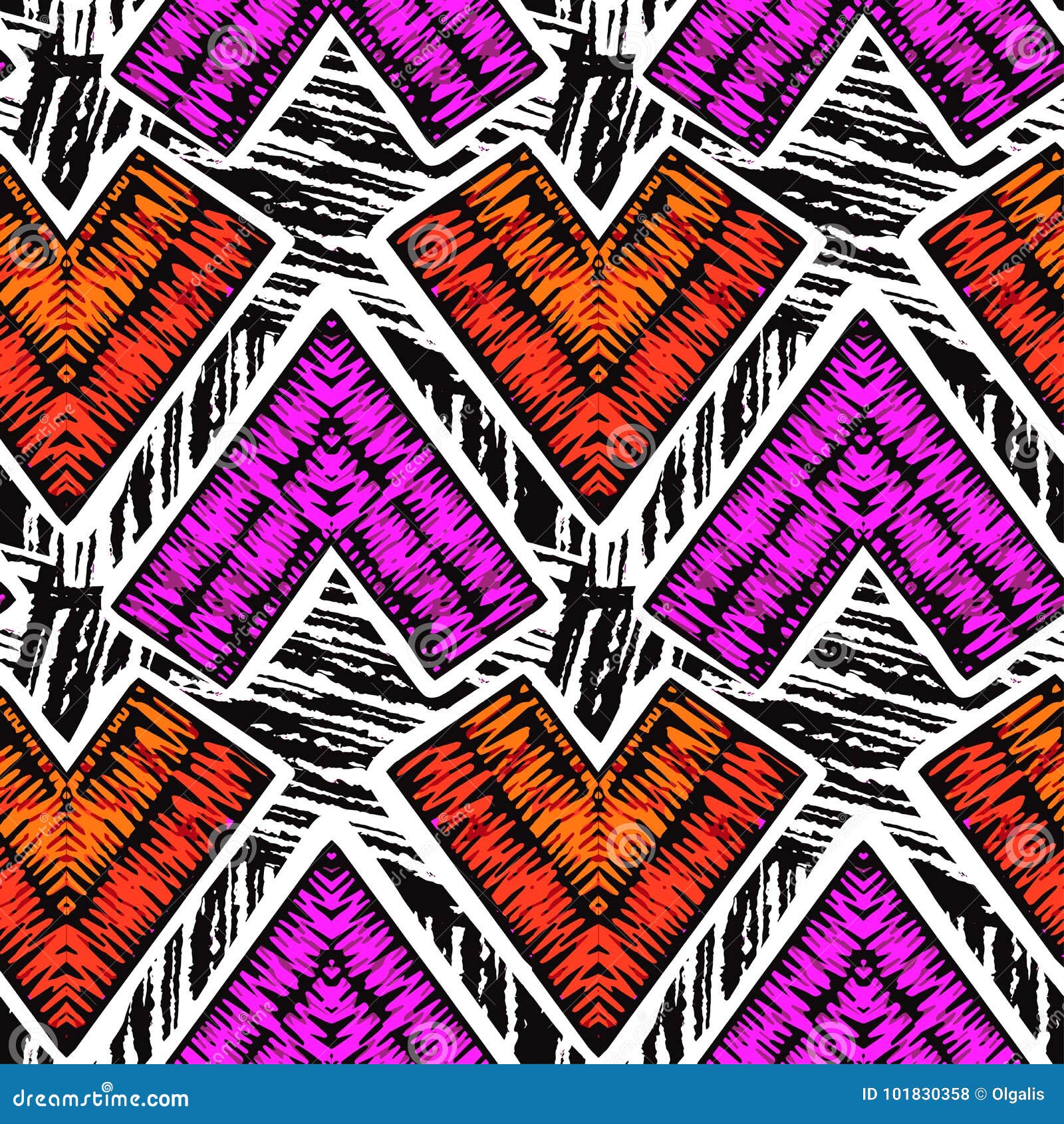 Rustic Embroidery Seamless Pattern. Stock Illustration - Illustration ...