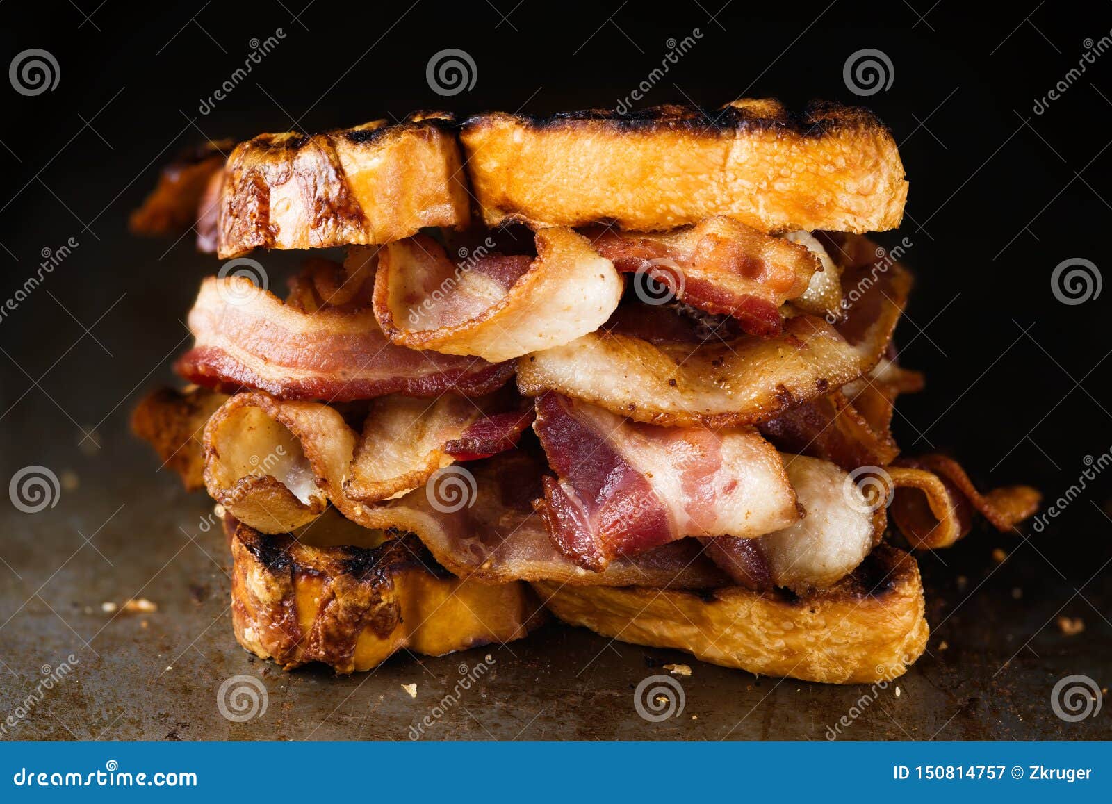 Rustic English Bacon Butty Sandwich Stock Image - Image of horizontal ...