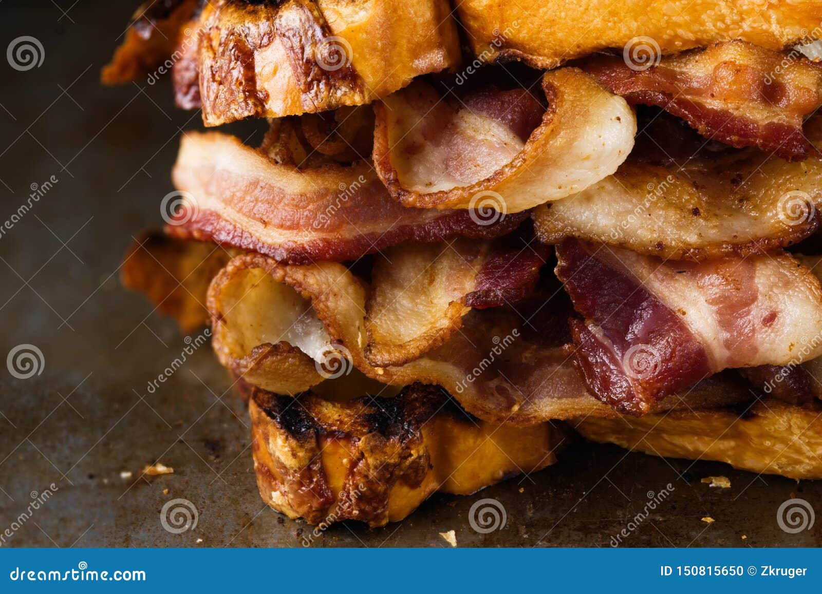 Rustic English Bacon Butty Sandwich Stock Photo - Image of butty, bread ...