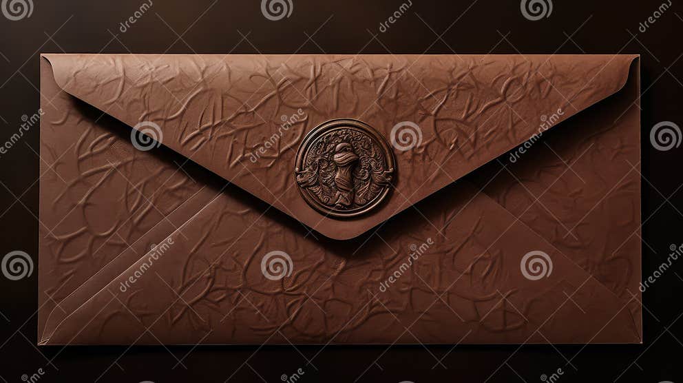 Rustic envelope brown stock illustration. Illustration of announcement ...