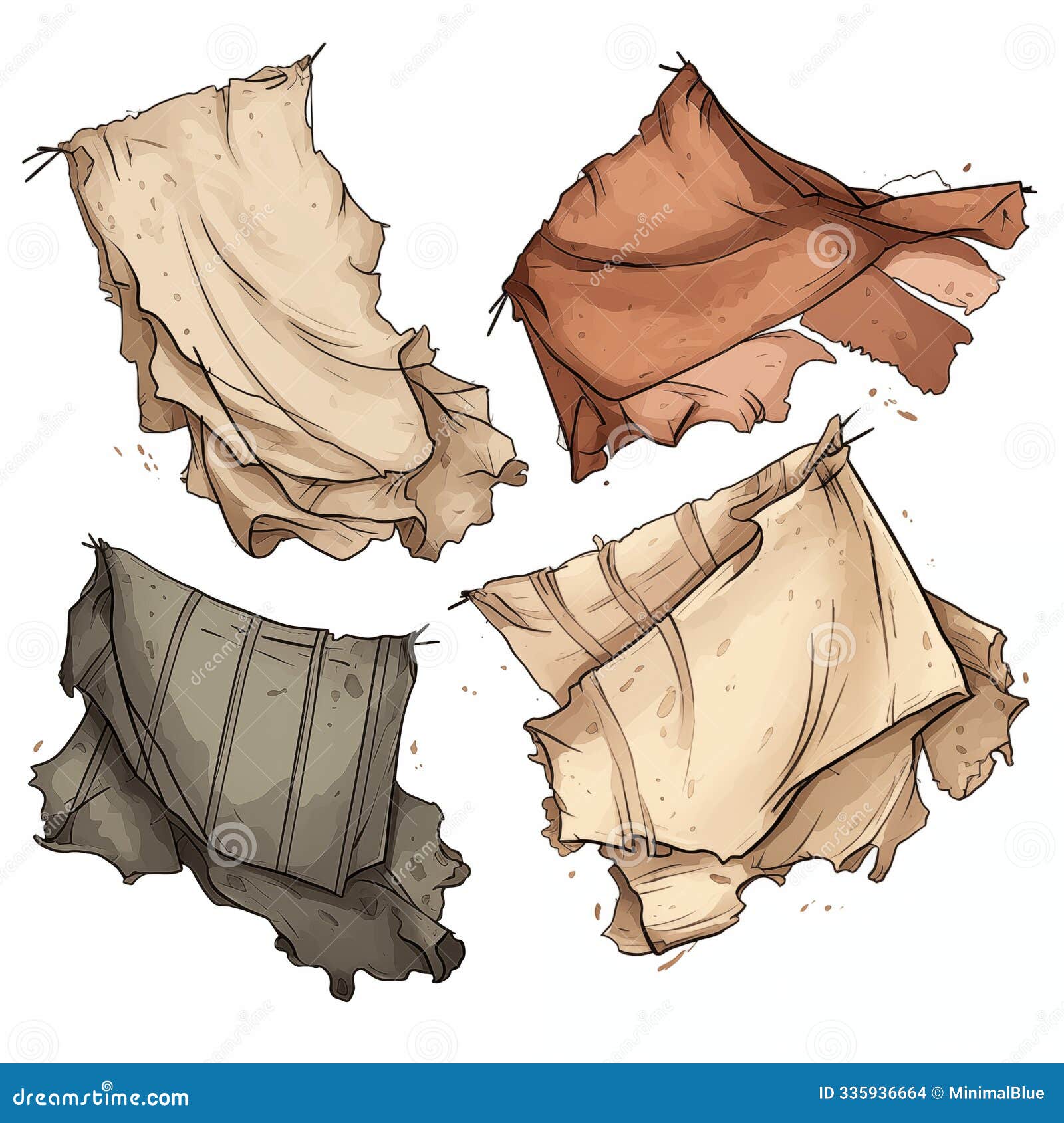 Rustic Fabric Swatches In Different Textures And Colors On A White ...