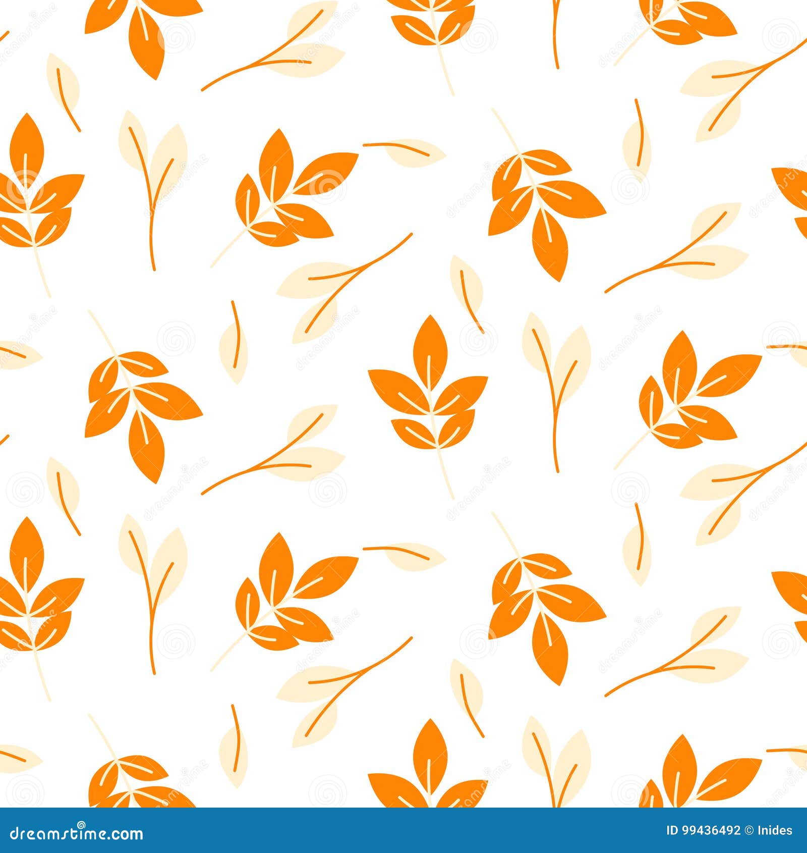 Rustic Fall Orange Leaves Seamless Pattern. Stock Vector - Illustration ...