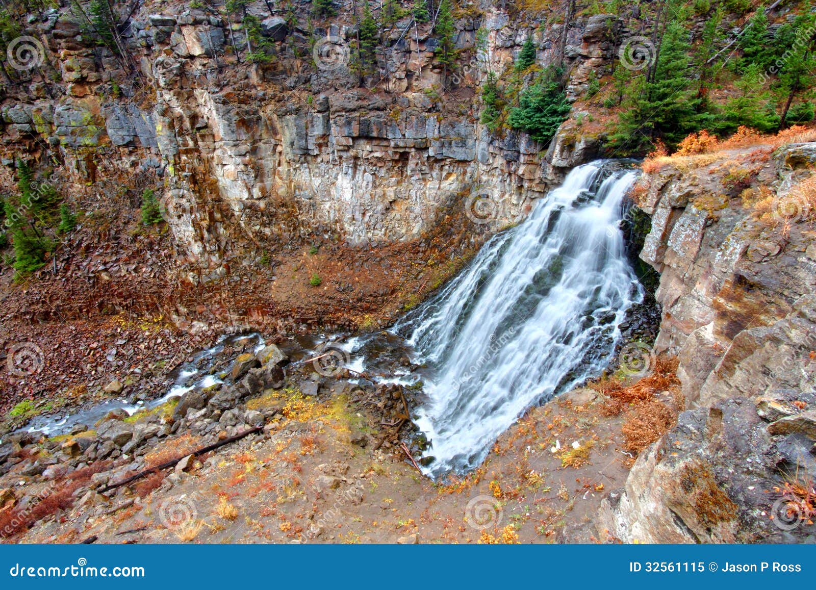Rustic Falls Yellowstone National Park Stock Image - Image of scenic ...