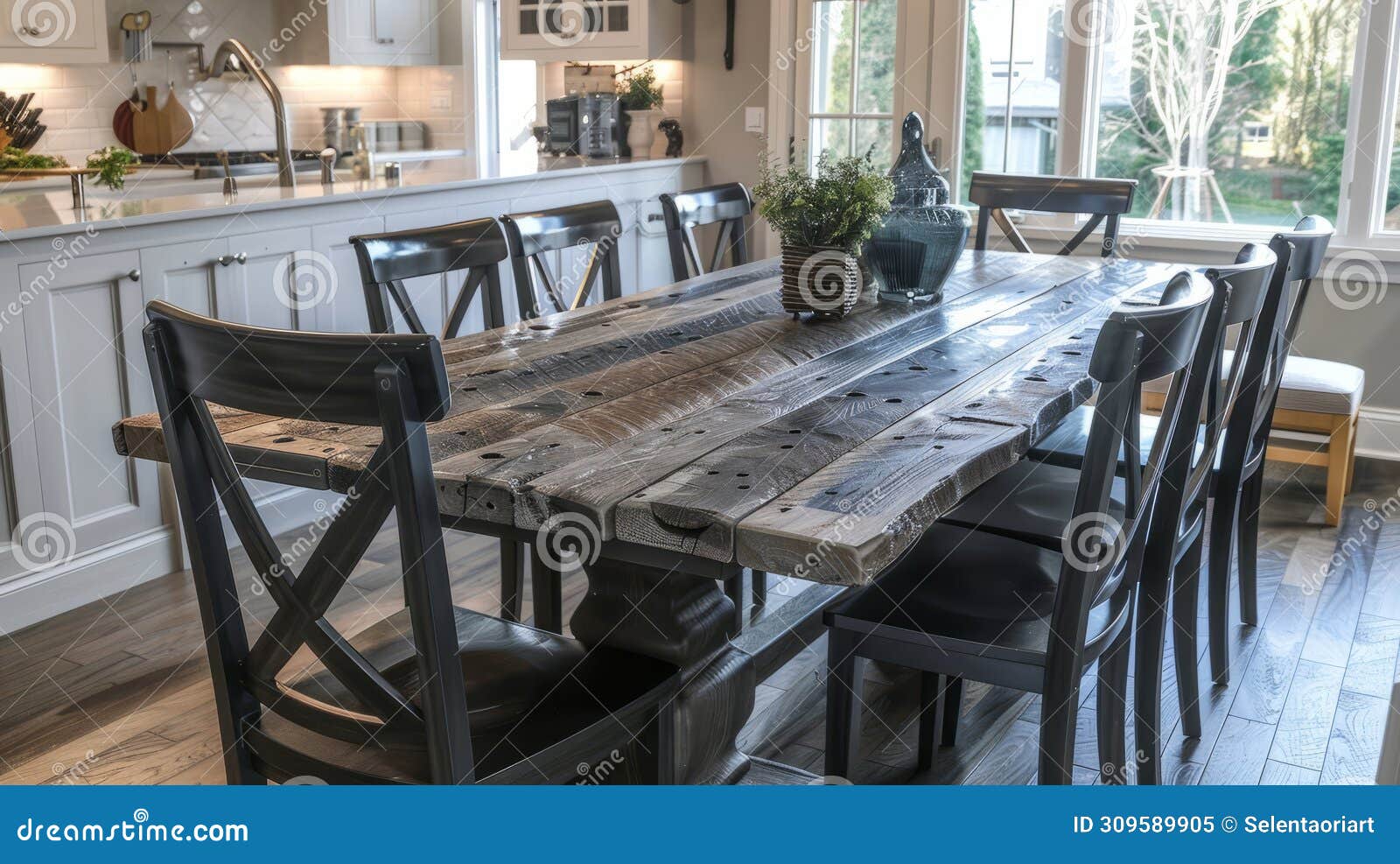 Rustic Farmhouse Dining Table Stock Illustration - Illustration of ...