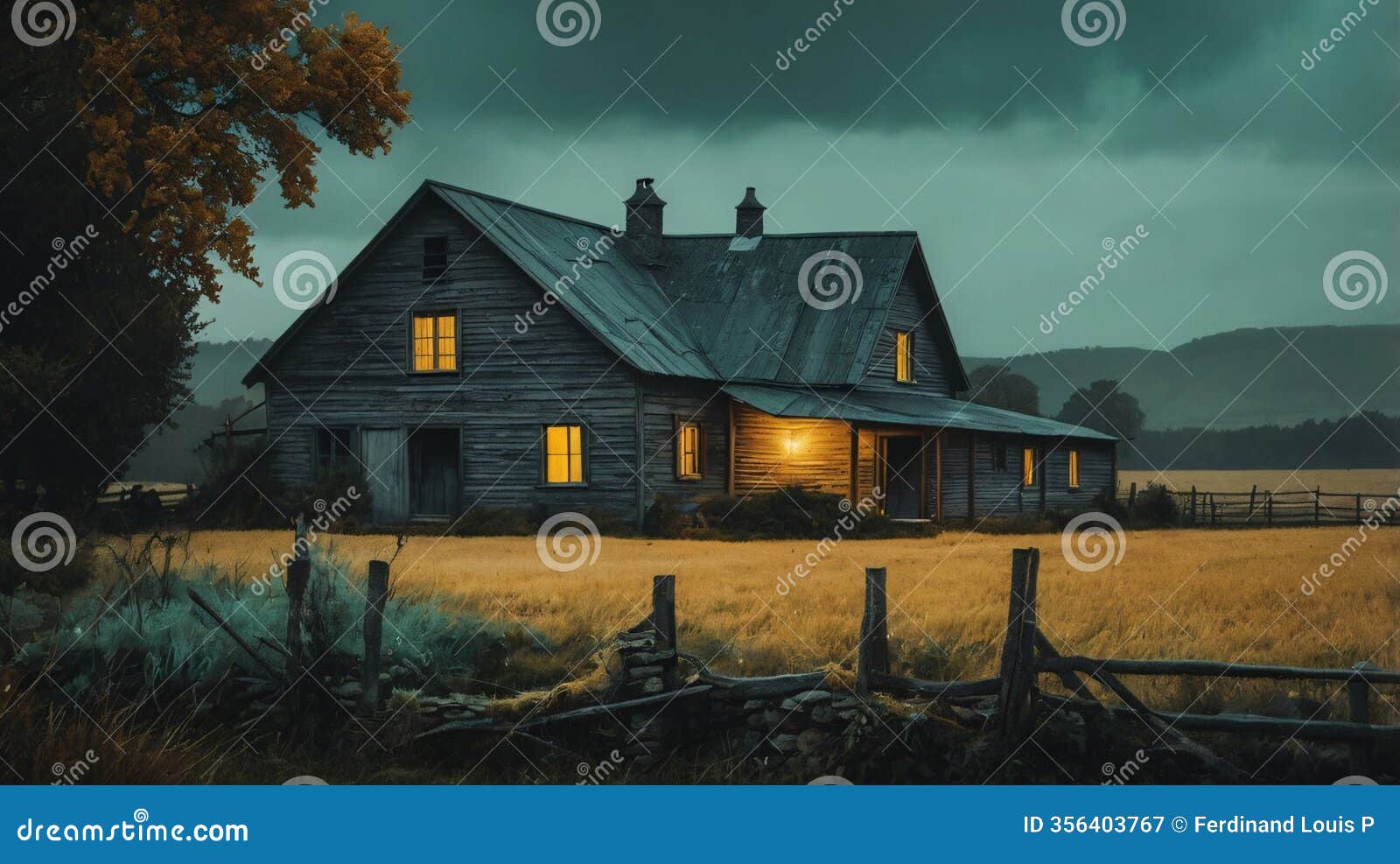 Rustic Farmhouse at Dusk Wallpaper Stock Image - Image of architecture ...